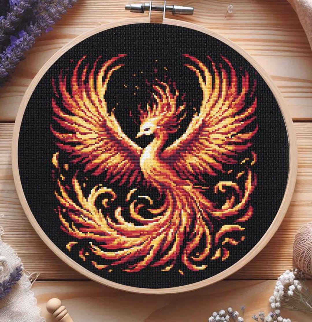 Phoenix Cross Stitch Pattern Planet PDF Instant Download Mystic Animal ...