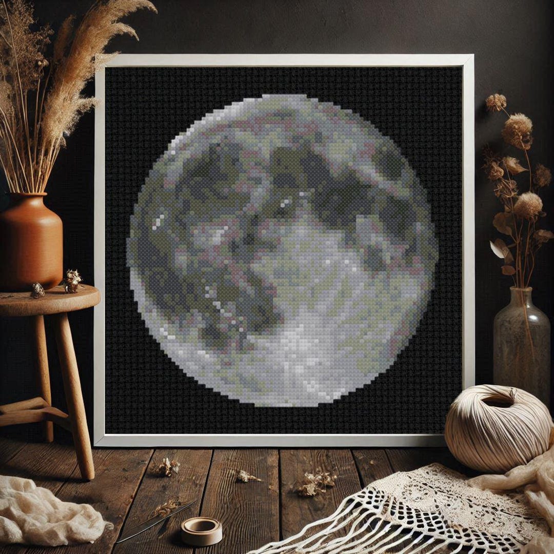 Moon Cross Stitch Pattern PDF Instant Download Space and Galaxy Solar ...