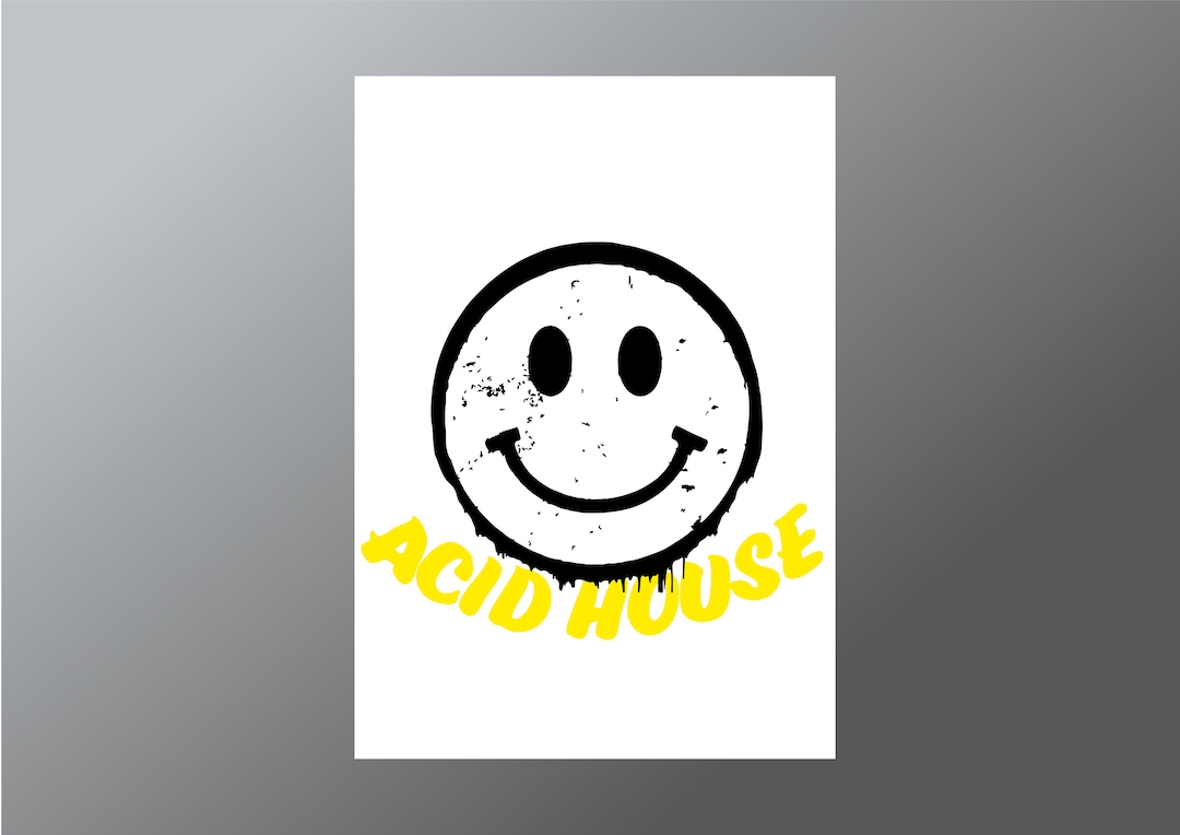 Acid House Smiley Face Print - Etsy