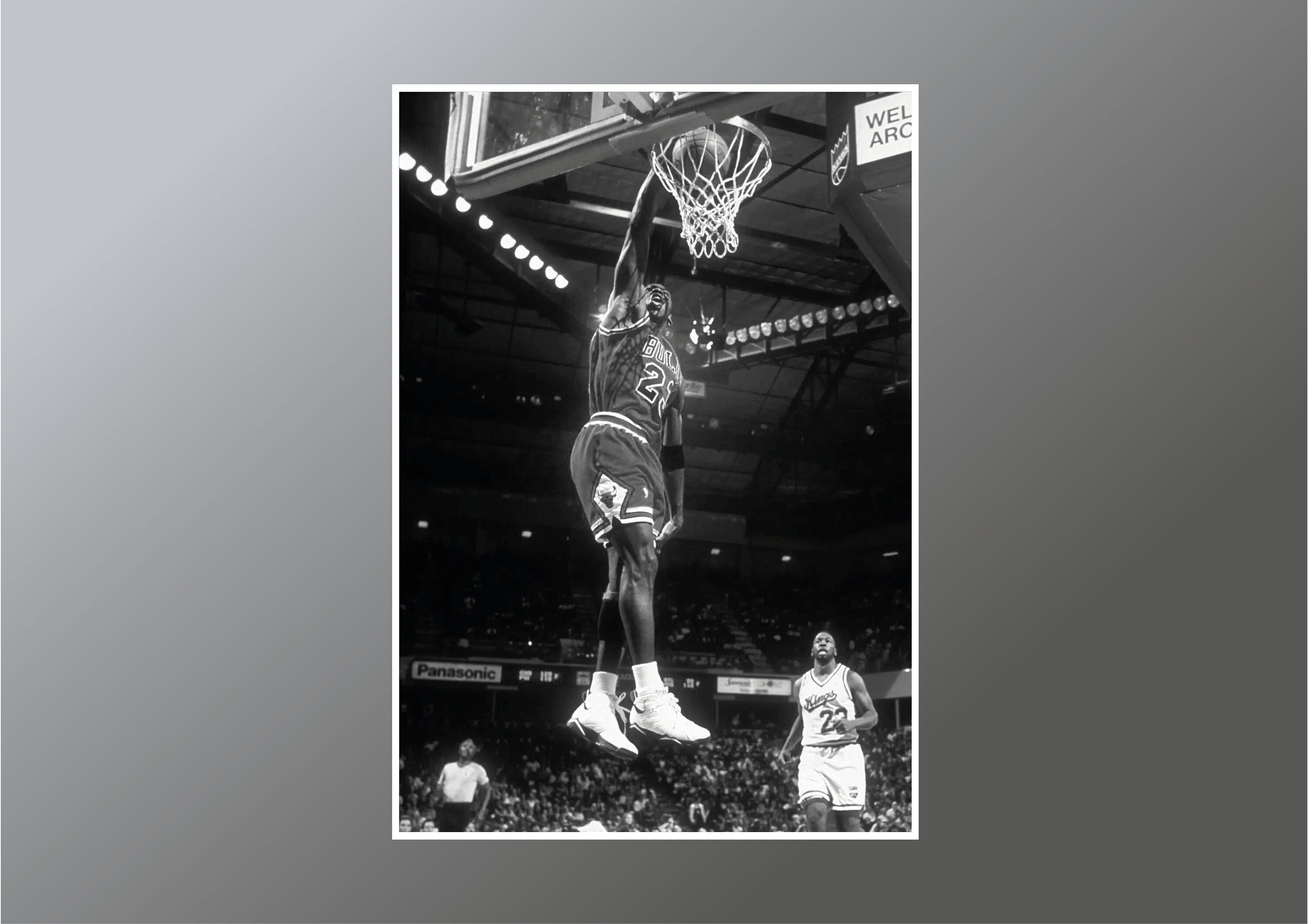 Michael Jordan Dunks From The Free Throw Line Poster