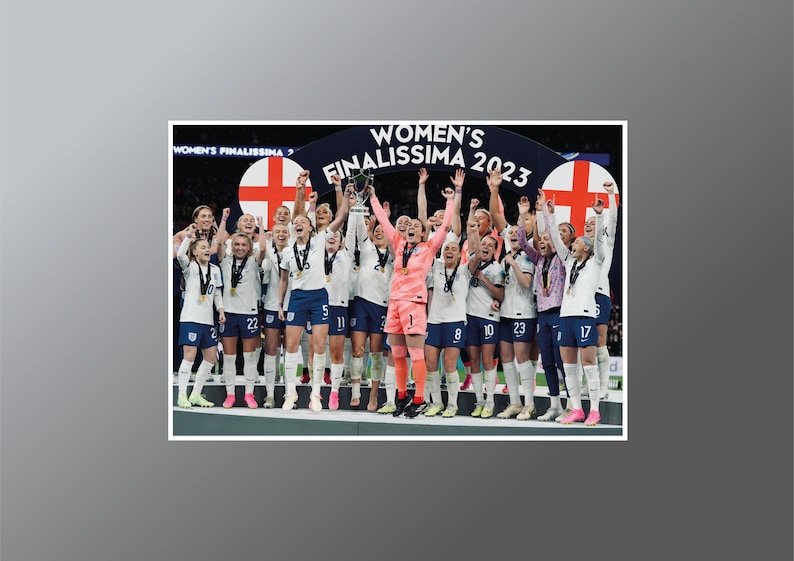 England Lionesses' Women's Finalissima 2023 Trophy Lift Winners Print ...