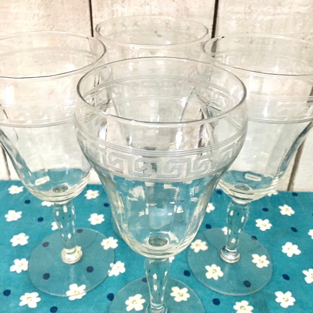 Antique Crystal Roosevelt Greek Key Water Goblets - Etsy