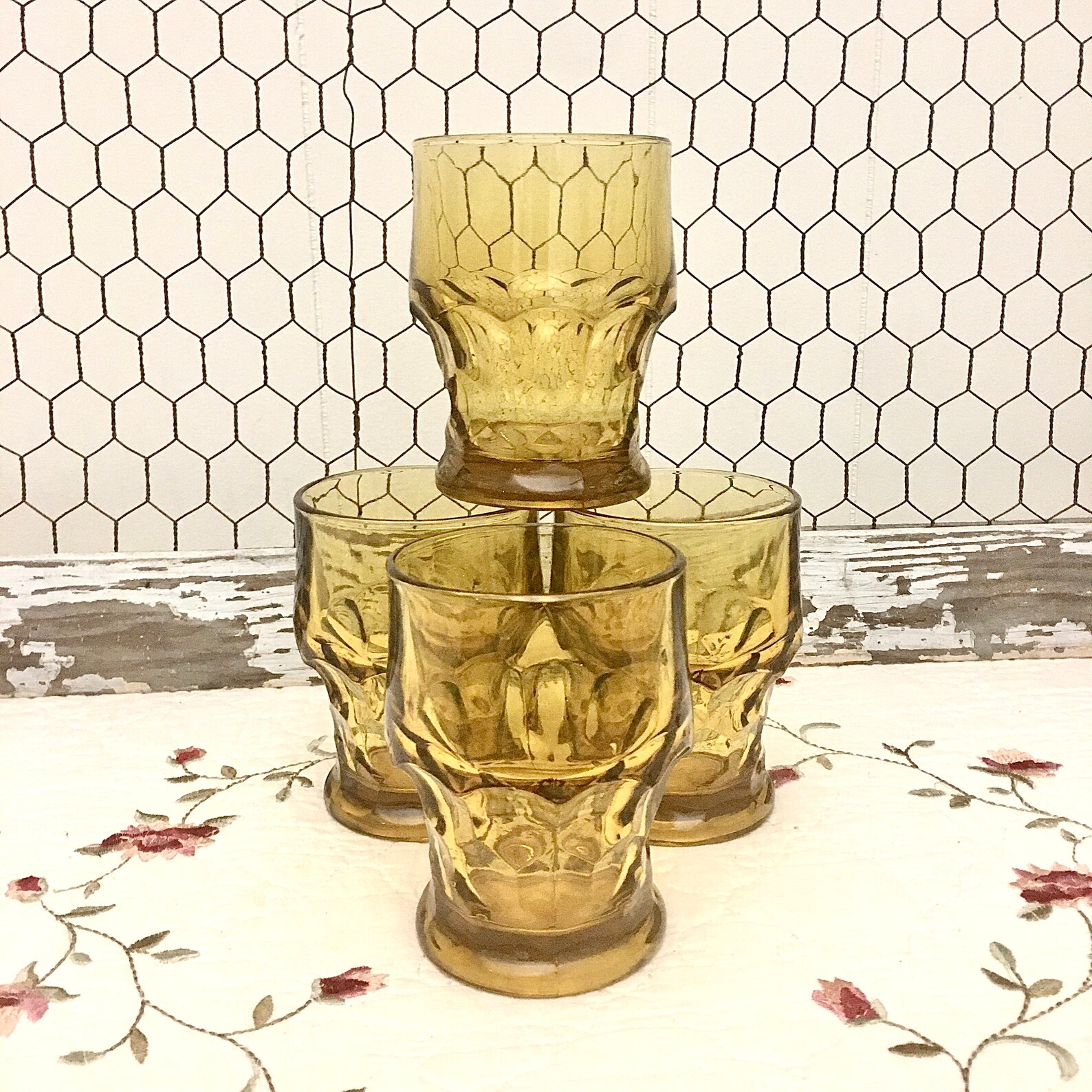 Vintage Georgian Amber Glass Pitcher Set by Viking | Etsy