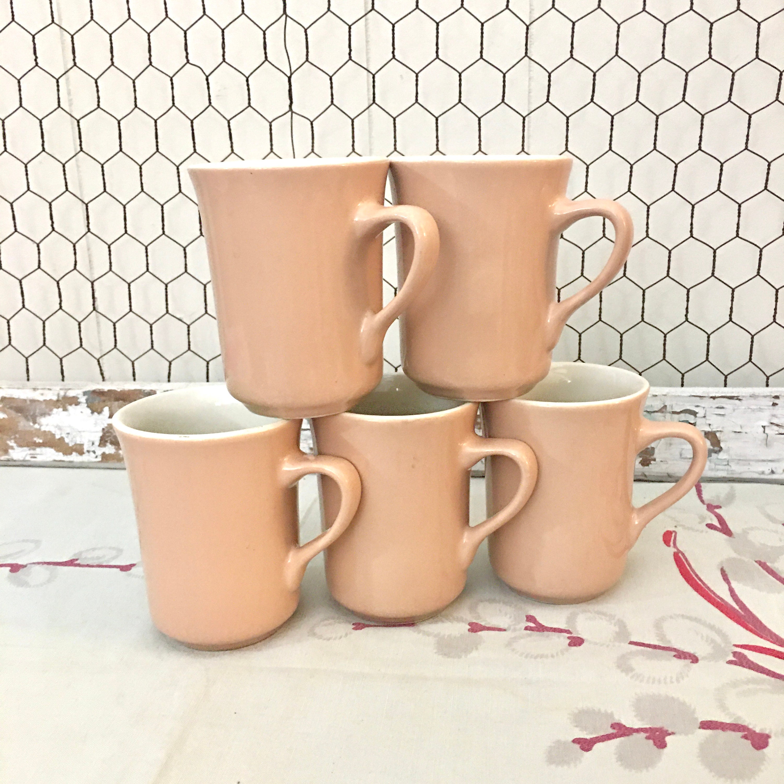 Vintage Apricot/Ivory 1316 Hall Mugs | Etsy