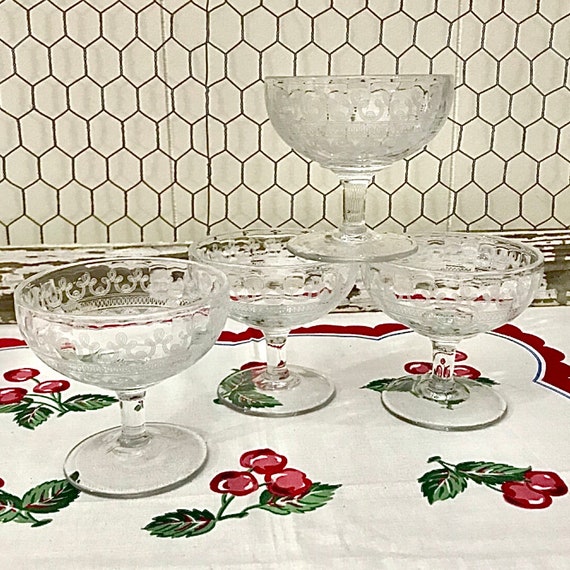 Mid Century Etched Stemware | Etsy
