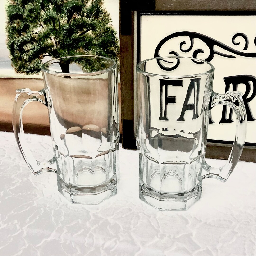 Vintage One Liter Clear Glass Beer Mugs - Etsy