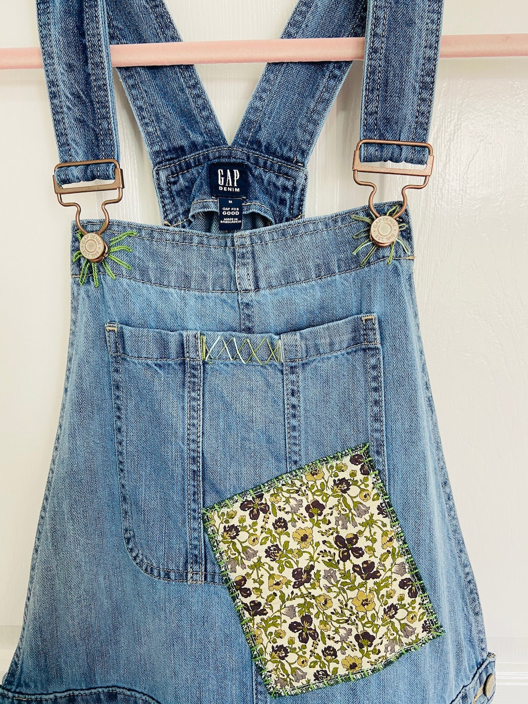 Denim Overalls With Embroidery Handmade Patches. - Etsy