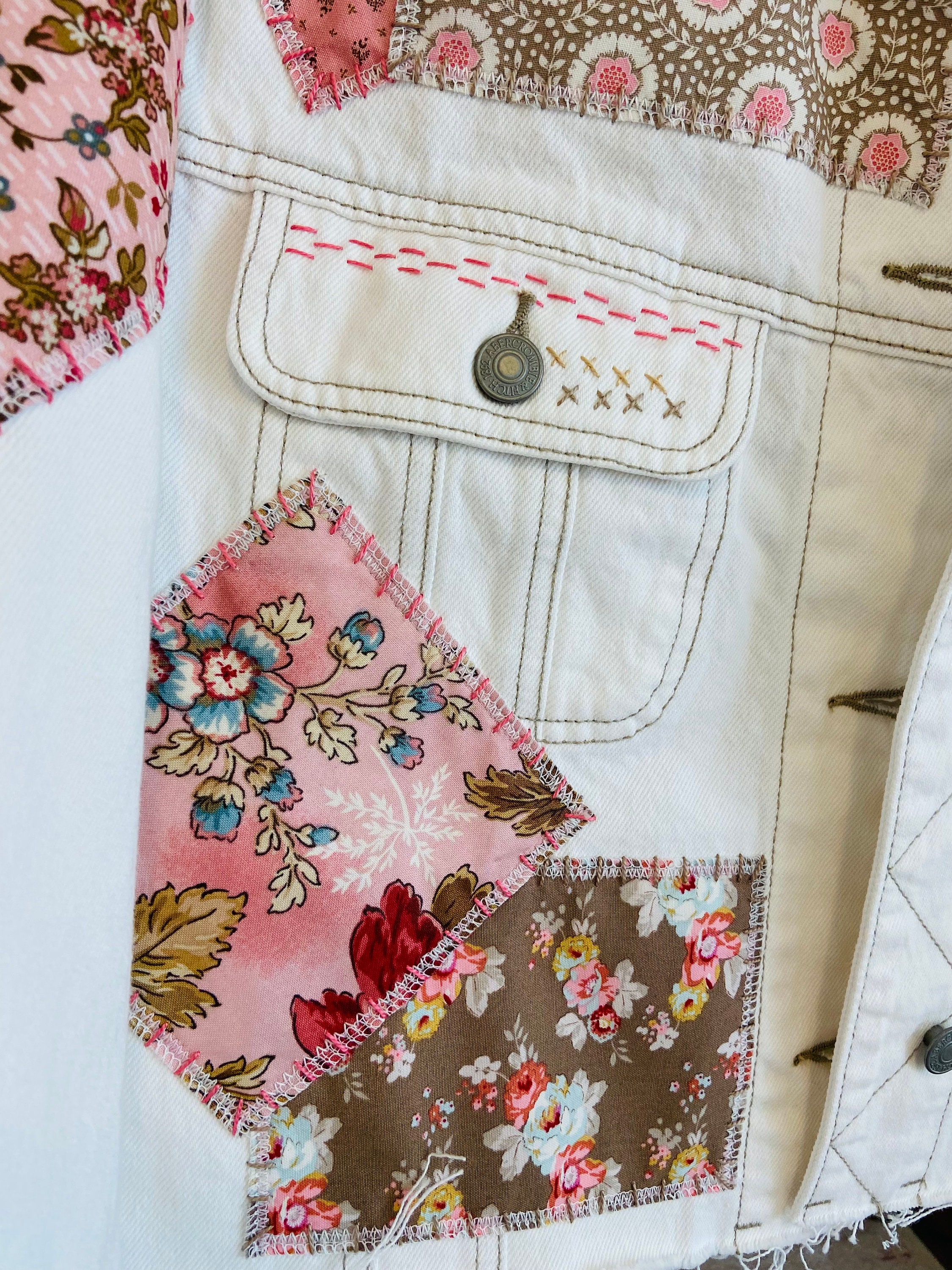 Denim Jean Jacket, Crop Style With Patches and Embroidery - Etsy