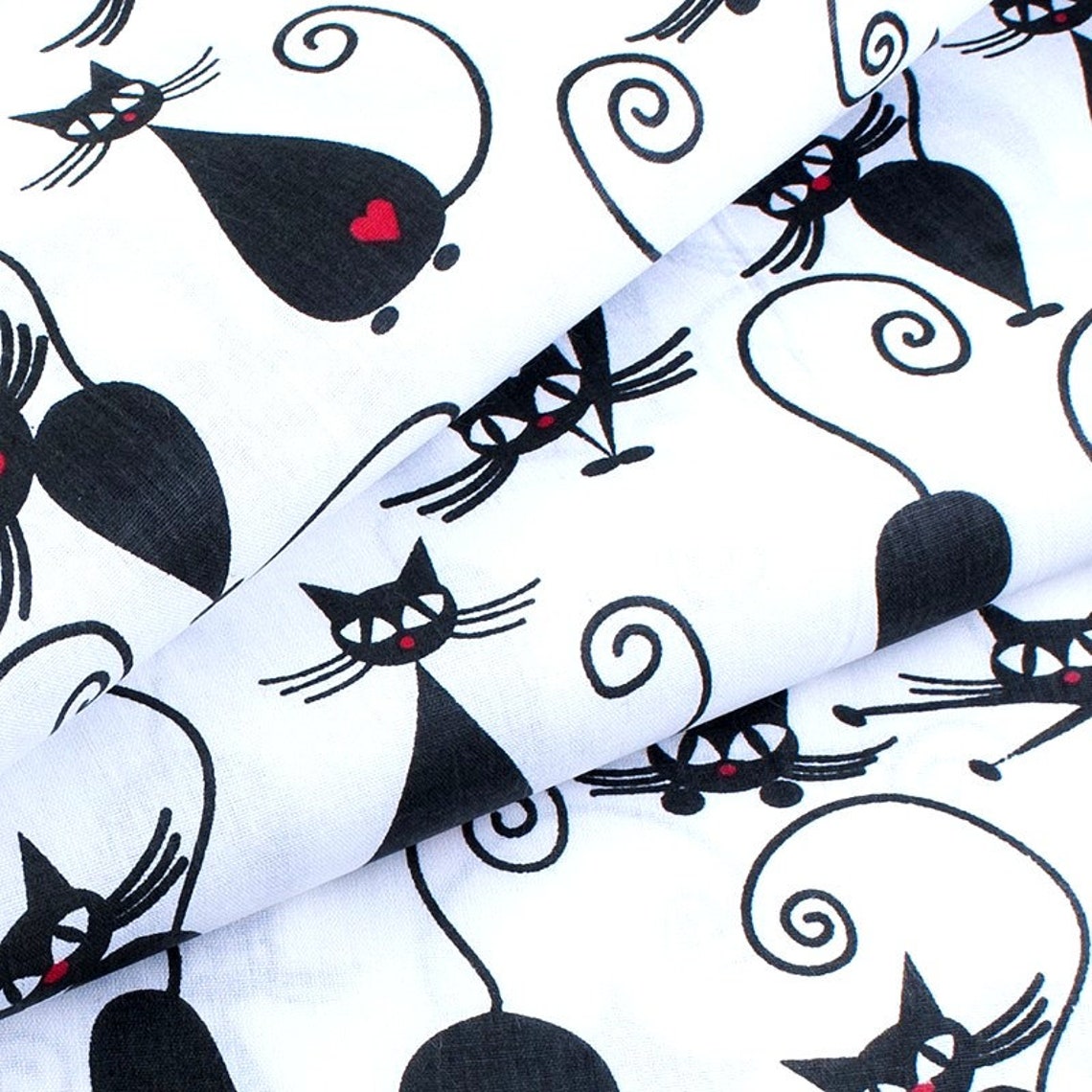 BLACK CAT fabric Cotton fabric by the yard Halloween fabric | Etsy