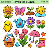 Easter Clipart & Digital Stickers Bundle | Cute Bunny, Egg, Spring ...