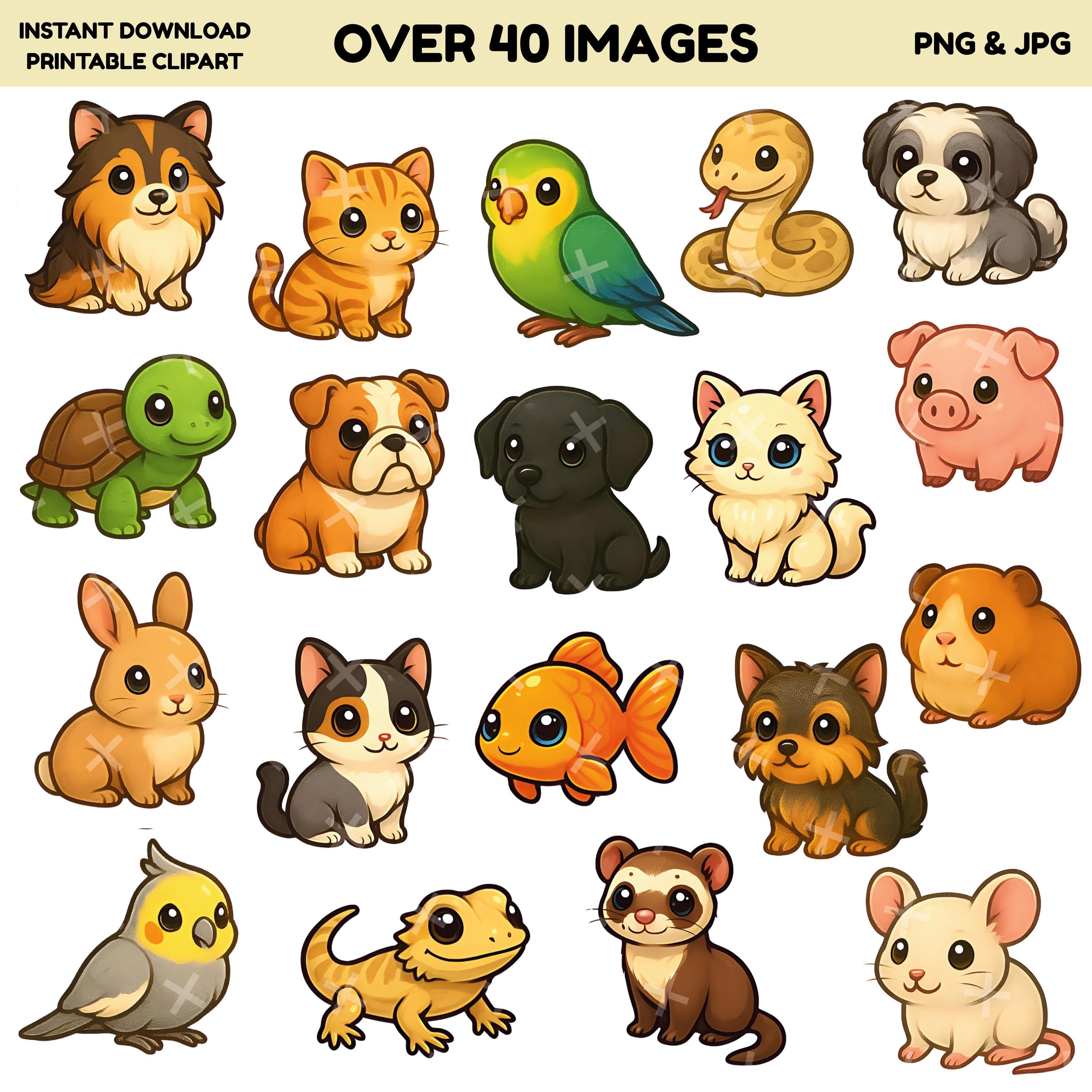 Kawaii Pets Clipart PNG & JPG Bundle - Etsy