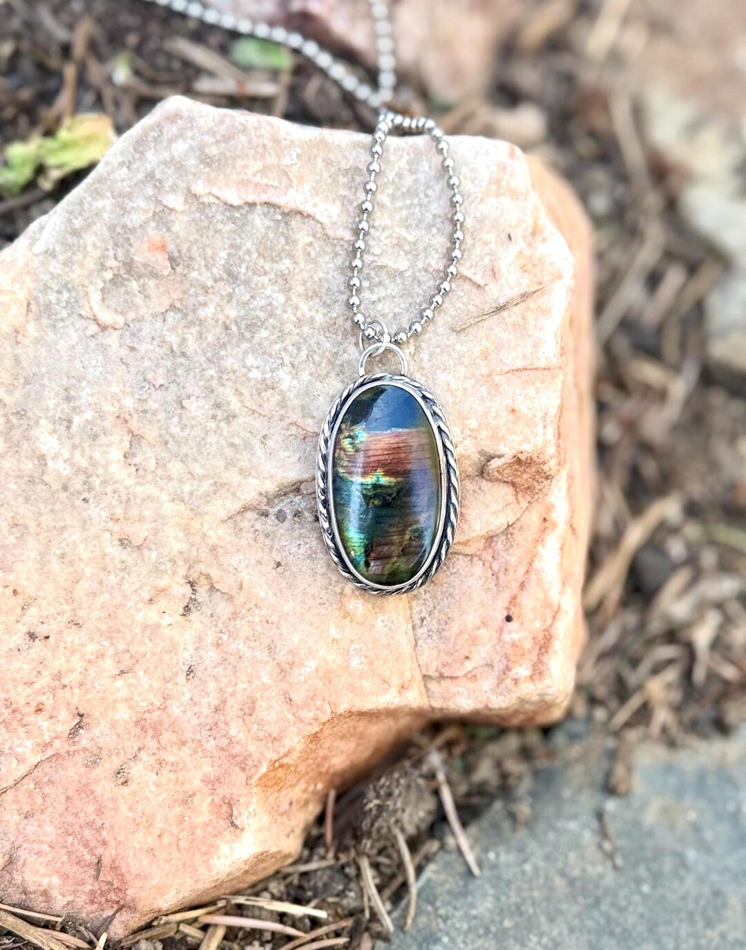 Spectrolite Bezel Pendant Necklace – Sterling Silver Artisan Jewelry - Etsy