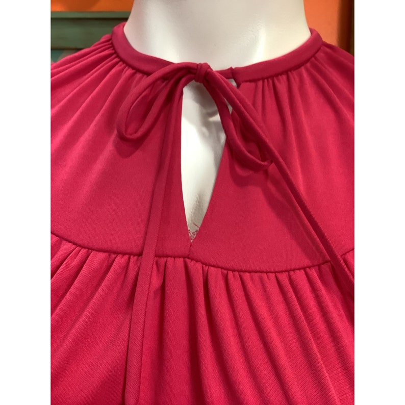 Vintage 1970's House of Bianchi Pink Key Hole Bishop Sleeve Maxi Dress ...