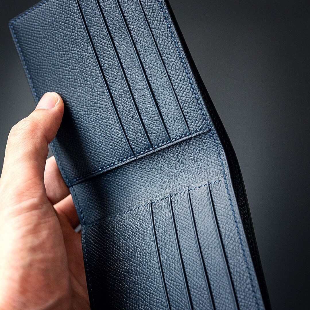Ready-to-ship Handmade Navy Blue Epsom Leather Classic Bifold Wallet ...