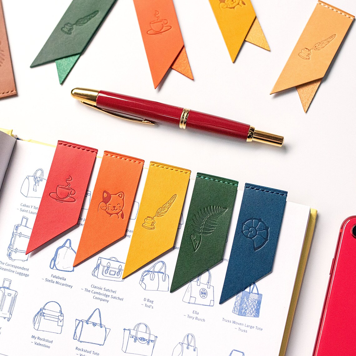 Pack of 5 Handmade Leather Bookmarks Full Grain Italian - Etsy