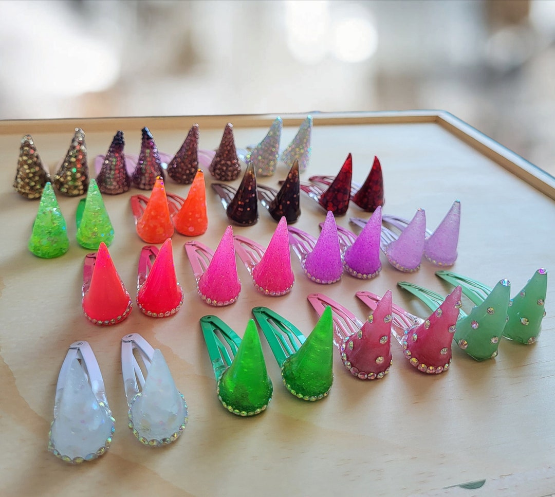 Demon Horn Devil Horn Clip-in Halloween Rave Costume Handmade Glow in ...