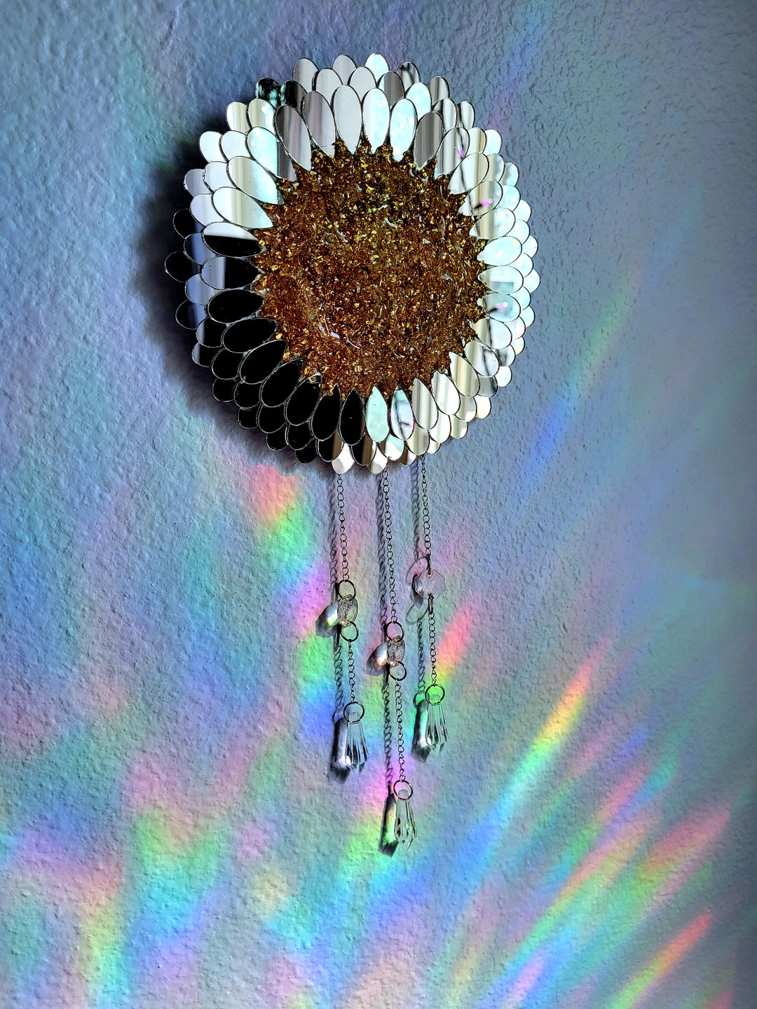 Cottagecore Sunflower Inspired Handmade Mirrored Wall Hanging Sunflower ...