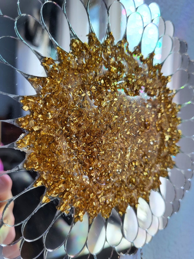 Cottagecore Sunflower Inspired Handmade Mirrored Wall Hanging Sunflower ...