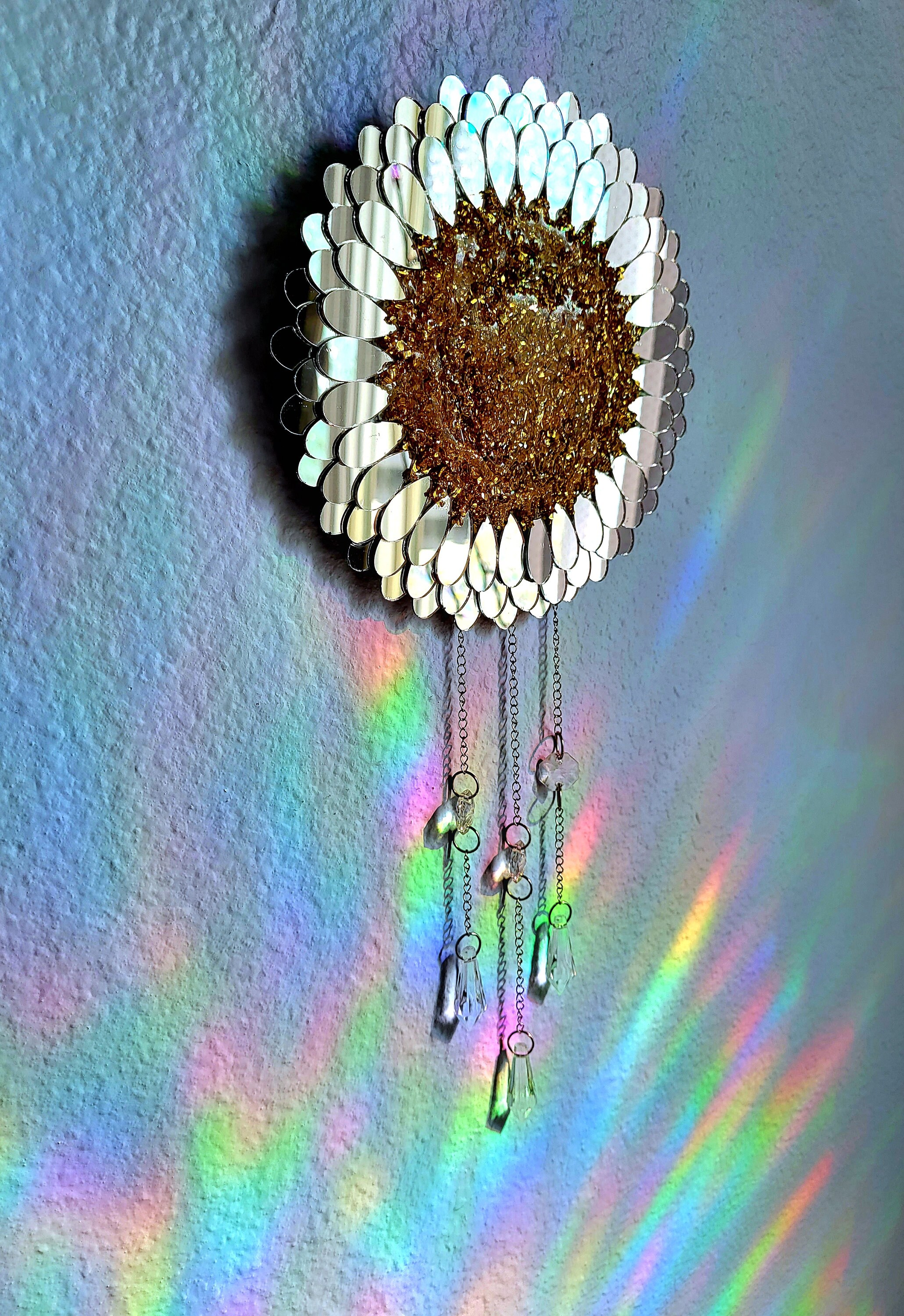 Cottagecore Sunflower Inspired Handmade Mirrored Wall Hanging Sunflower ...