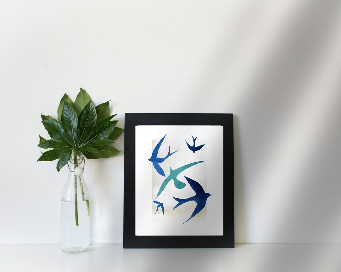 Matisse Style Birds in Blue and Green Digital Download Art - Etsy
