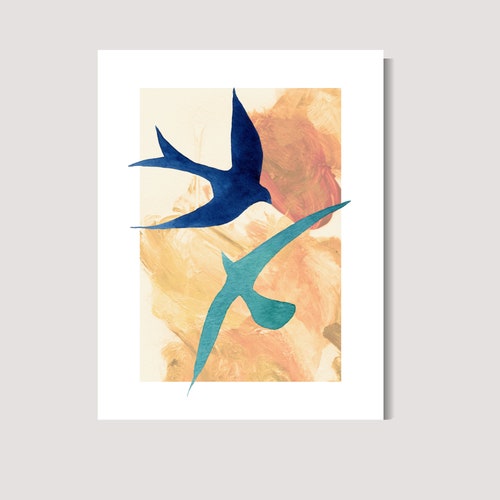 Matisse Style Birds in Blue and Green Digital Download Art - Etsy
