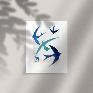 Matisse Style Birds in Blue and Green Digital Download Art Printable - Etsy