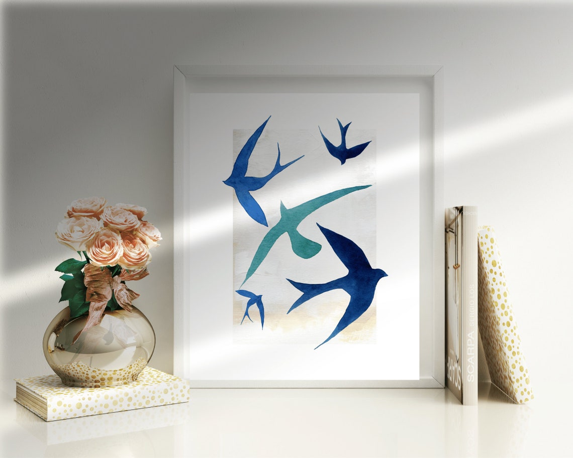 Matisse Style Birds in Blue and Green Digital Download Art - Etsy