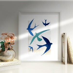 Matisse Style Birds in Blue and Green Digital Download Art Printable - Etsy