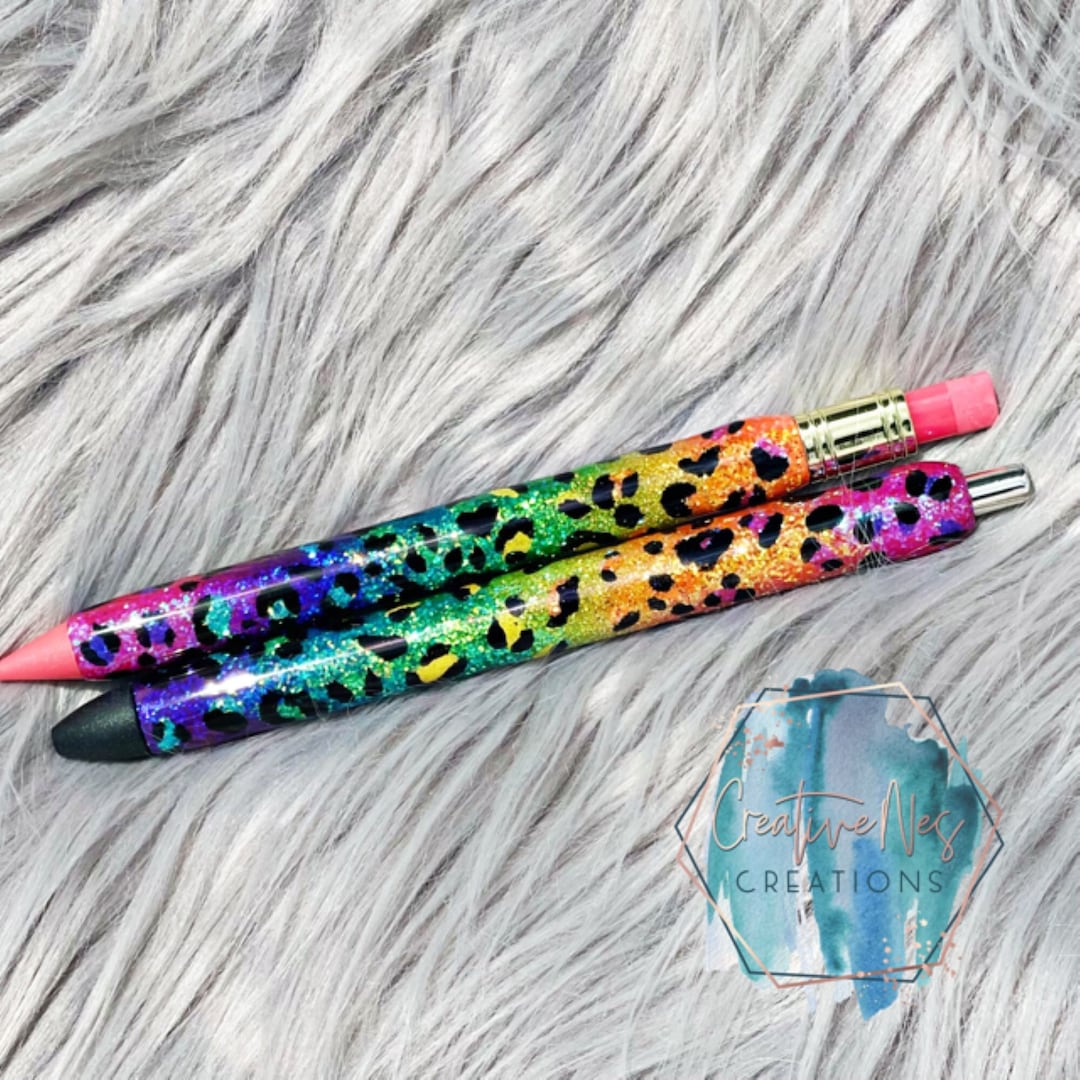 Leopard Pen, Neon Leopard Pen, Neon Glitter Pen, Neon Leopard Pencil ...