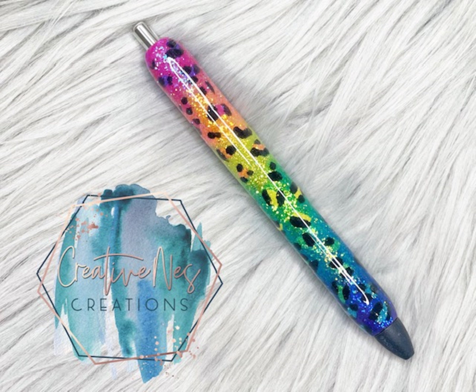 Leopard Pen, Neon Leopard Pen, Neon Glitter Pen, Neon Leopard Pencil ...