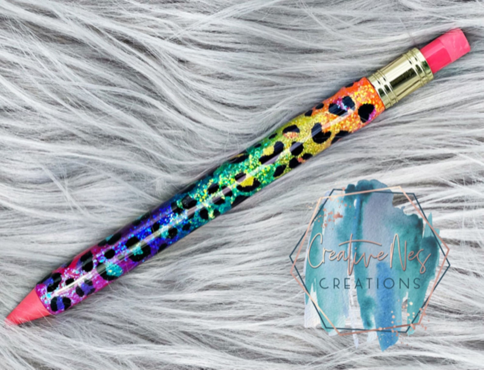 Leopard Pen Neon Leopard Pen Neon Glitter Pen Neon Leopard | Etsy