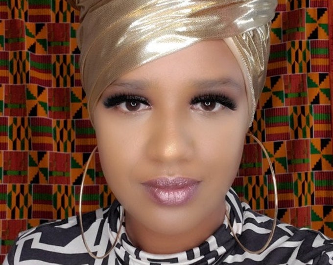 Gold Head Wrap/ Gold Scarf / Scarf for Women/gold Turban Scarf ...