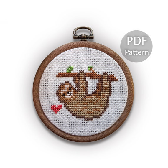Sloth Cross Stitch Pattern Sloth Love PDF Instant Download - Etsy