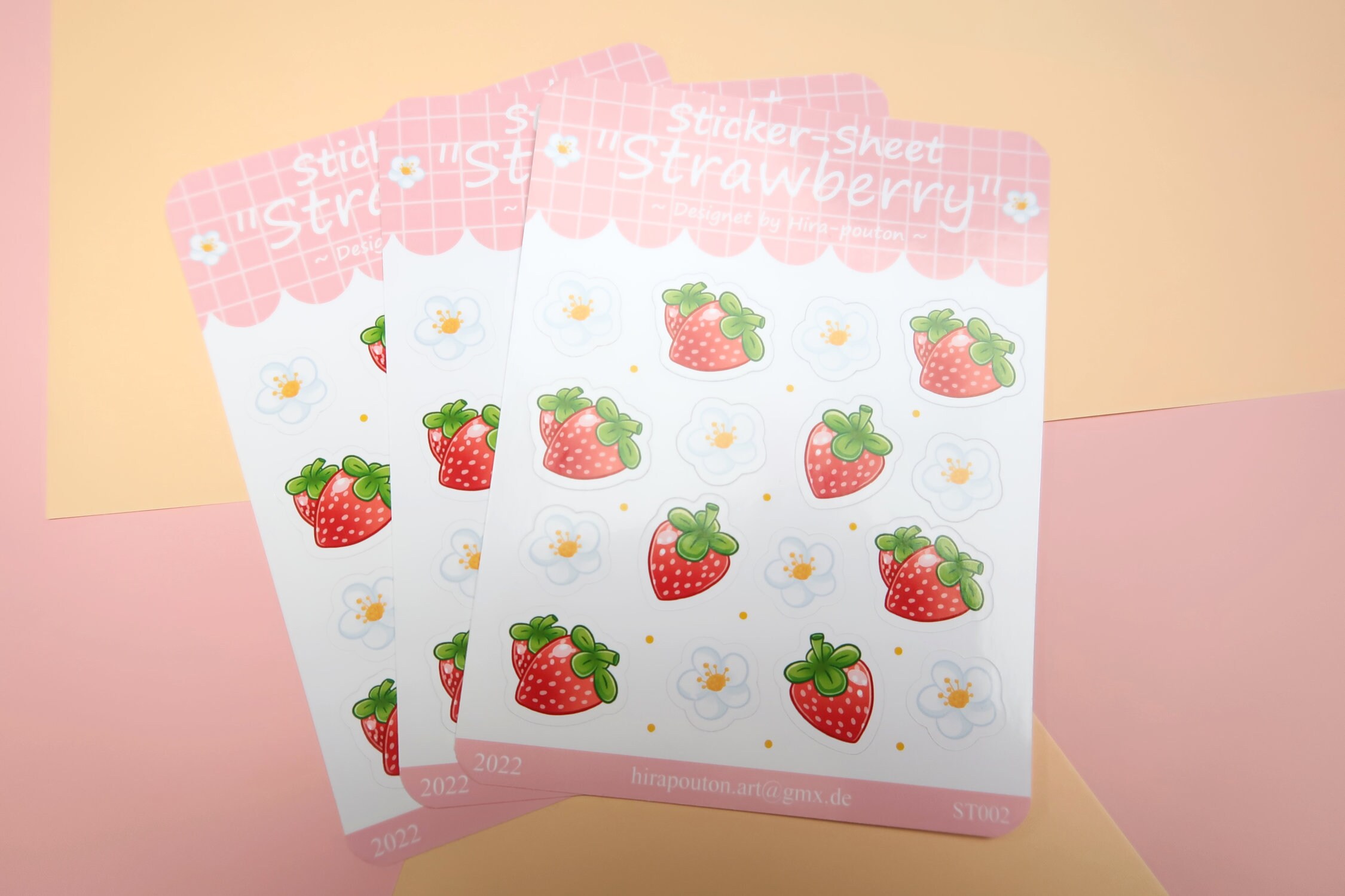 Kawaii Pink Strawberry Sticker Sheet ST002 - Etsy