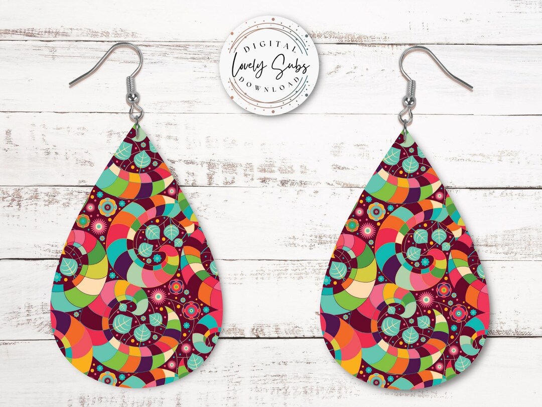 Sublimation Earring Designs PNG, Teardrop Instant Digital Download ...
