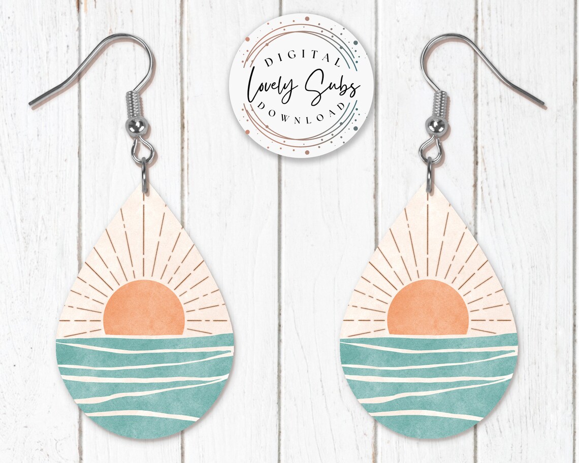 Sublimation Earring Designs PNG Aesthetic Sun Rise Pattern | Etsy