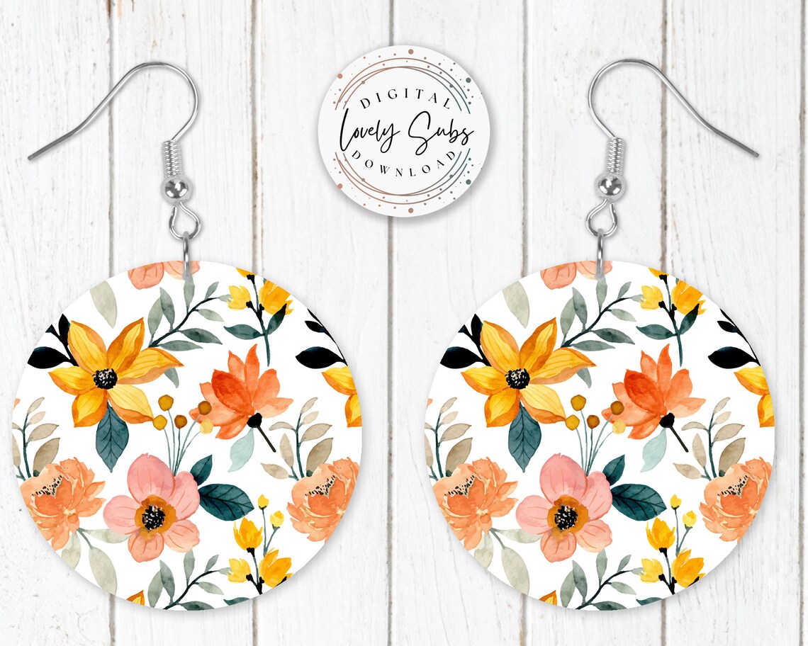 Sublimation Round Earring Designs PNG Instant Digital - Etsy