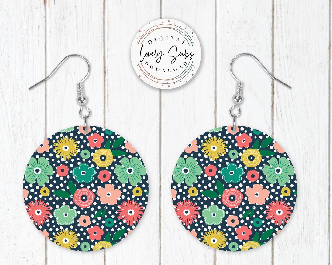 Sublimation Round Earring Designs PNG, Instant Digital Download ...