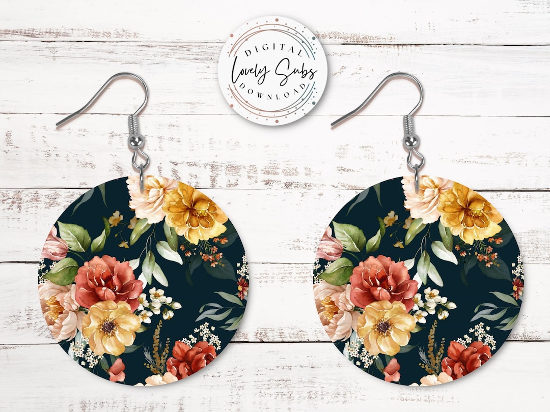 Sublimation Round Earring Designs PNG, Instant Digital Download ...