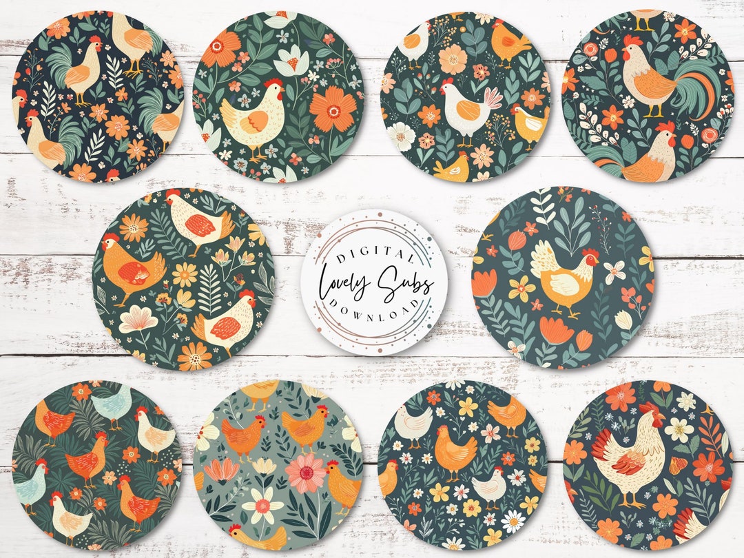 Chicken Coaster Bundle, Digital PNG File, Instant Download, Sublimation ...