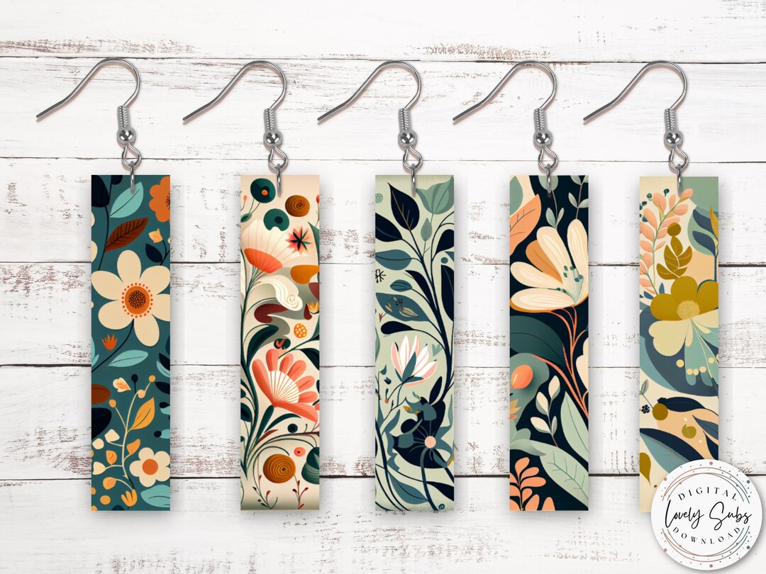 Sublimation Earring Designs PNG, Set of 5 Bar Earring Designs, Instant ...