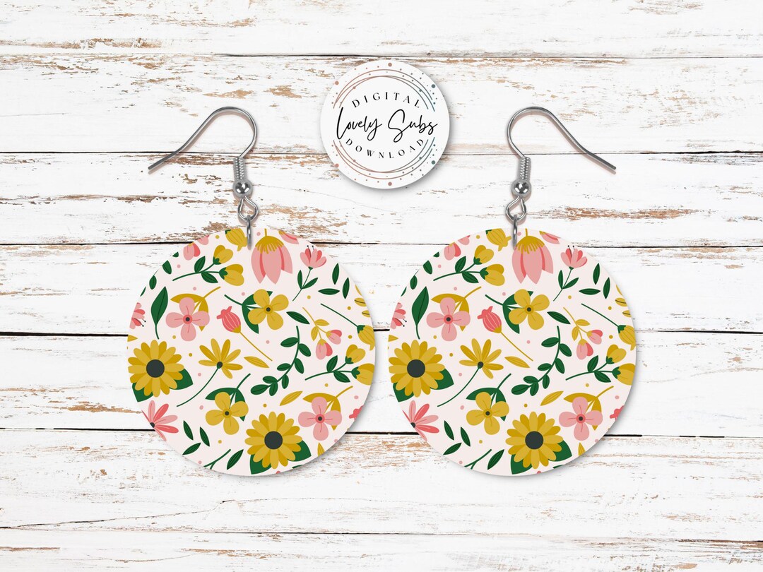 Sublimation Round Earring Designs PNG - Etsy