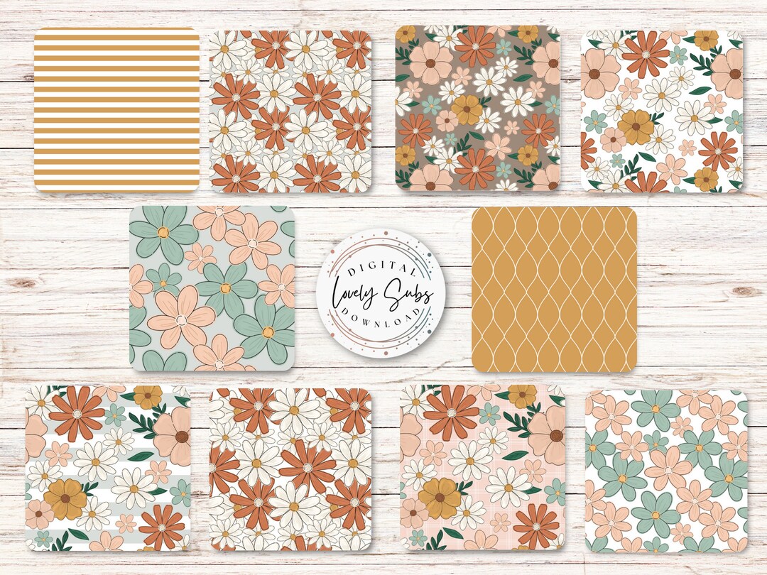 Floral Square Car Coaster Bundle, Digital PNG File, Instant Download ...