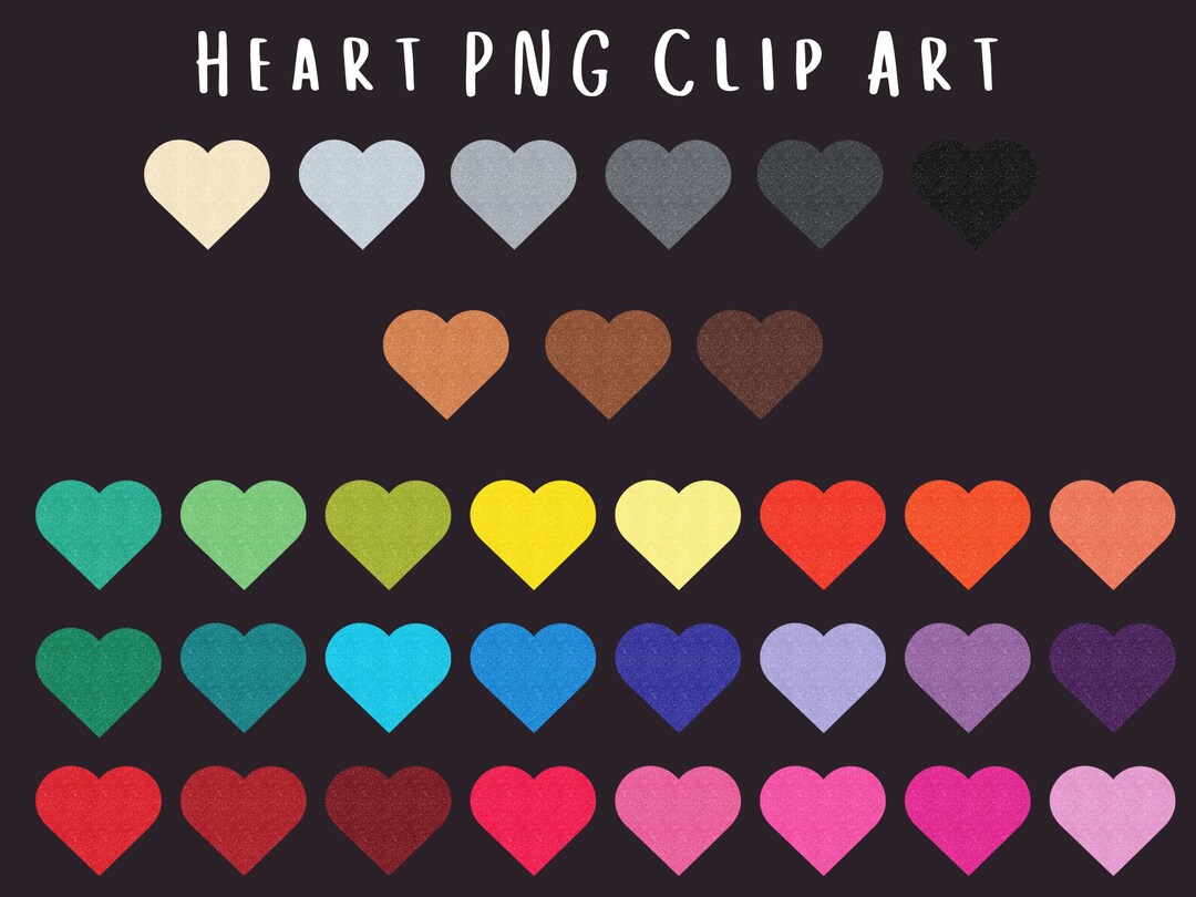 Glitter Heart Clip Art PNG Graphics Valentines Day - Etsy