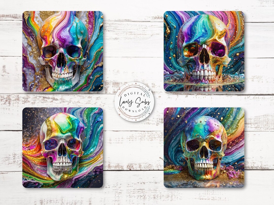 4 Square Car Coaster Bundle, Digital PNG File, Instant Download ...