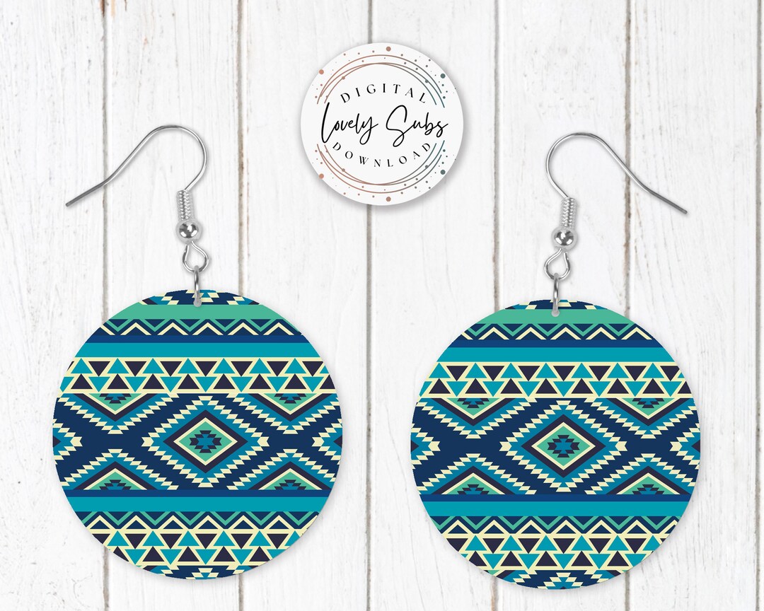 Sublimation Round Earring Designs PNG, Aztec Instant Digital Download ...