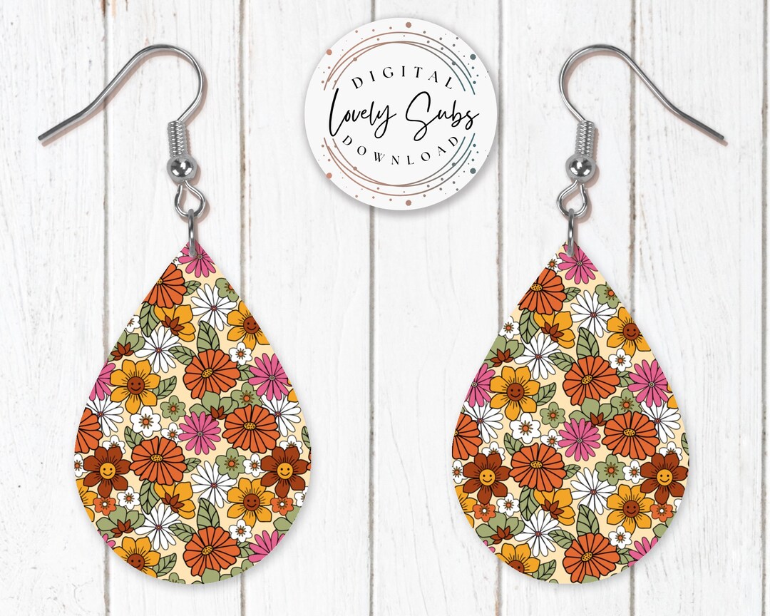 Sublimation Earring Designs PNG, Teardrop Instant Digital Download ...