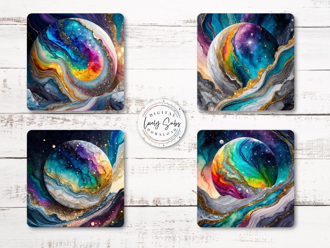4 Square Car Coaster Bundle, Digital PNG File, Instant Download ...