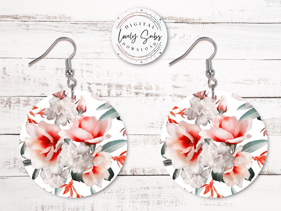 Sublimation Round Earring Designs PNG, Instant Digital Download, Earring Blanks Design ...