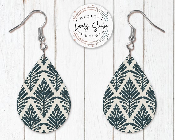 Printable Teardrop Instant Digital Download Sublimation Earring Designs